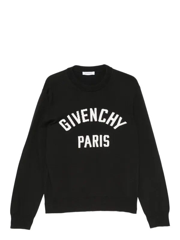 Givenchy Crewneck Sweater With " Paris" Branding - Black