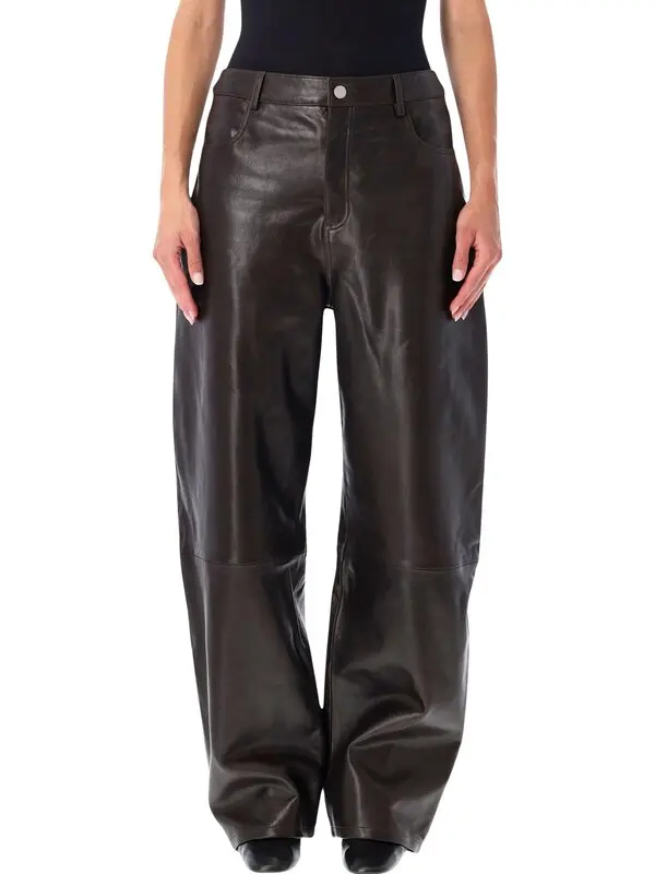 ARMA Leather Barrel Trousers - Coffee Bean