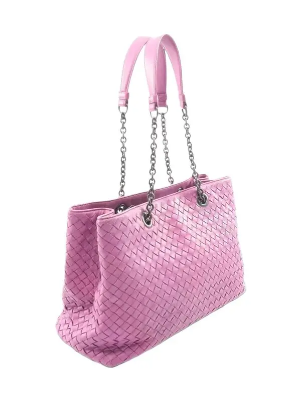 Bottega Veneta 2010s Intrecciato Chain Tote Bag - Pink