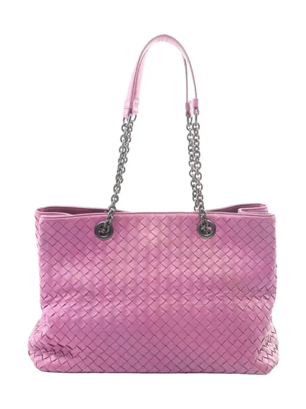 Bottega Veneta 2010s Intrecciato Chain Tote Bag - Pink