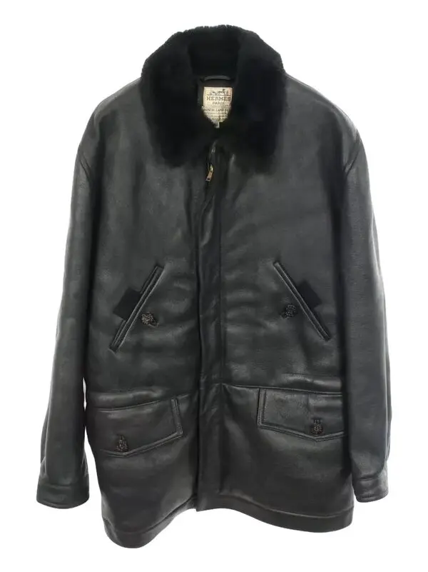 Hermès Lamb Leather Mouton Coat - Black