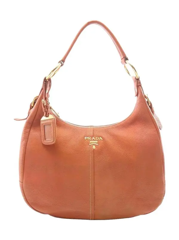 Prada 2000s Name Tag Shoulder Bag - Orange