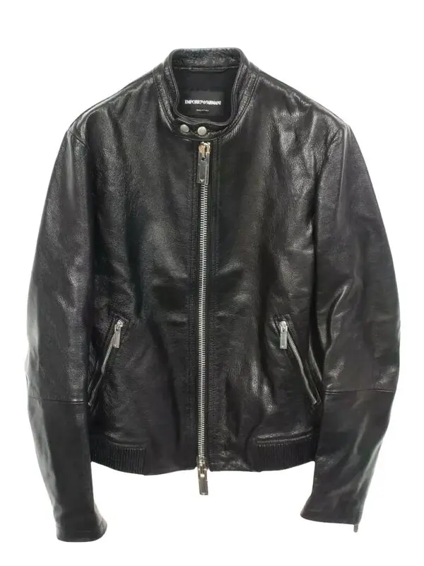 Emporio Armani Leather Biker Jacket - Black