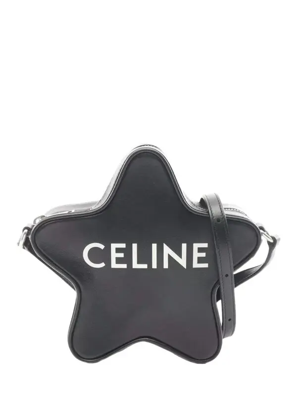 Celine Leather Star Shape Crossbody Shoulder Bag - Black