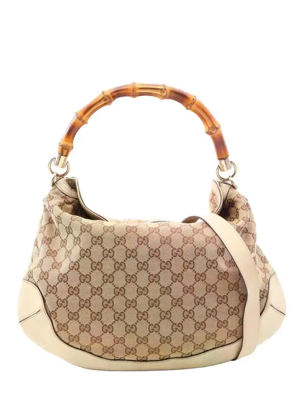 Gucci 2000s Bamboo Gg Canvas Tote Bag - Neutrals