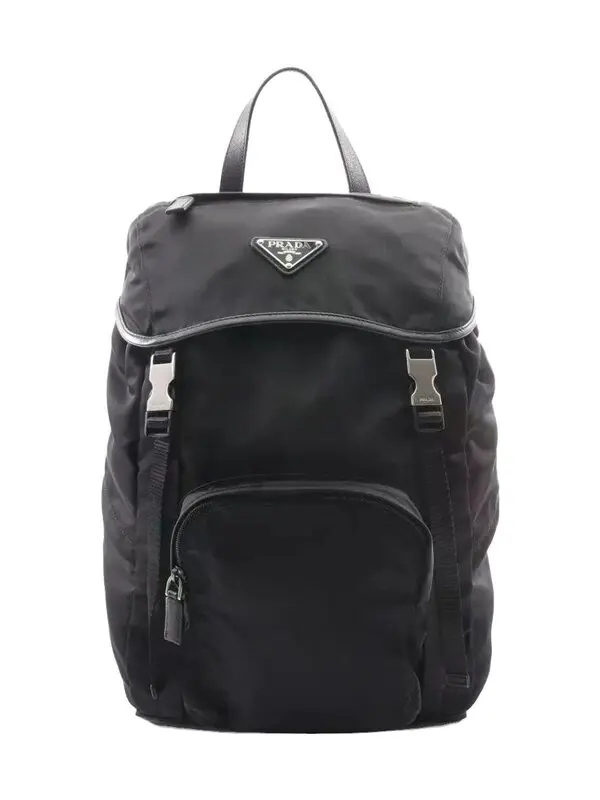 Prada Triangle Logo Backpack - Black