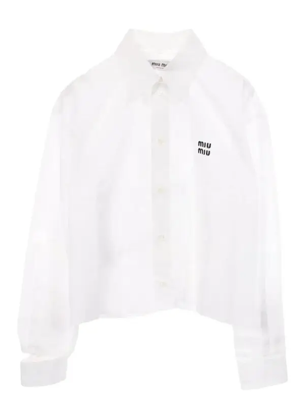 Miu Miu Poplin Embroidered Logo Shirt - White