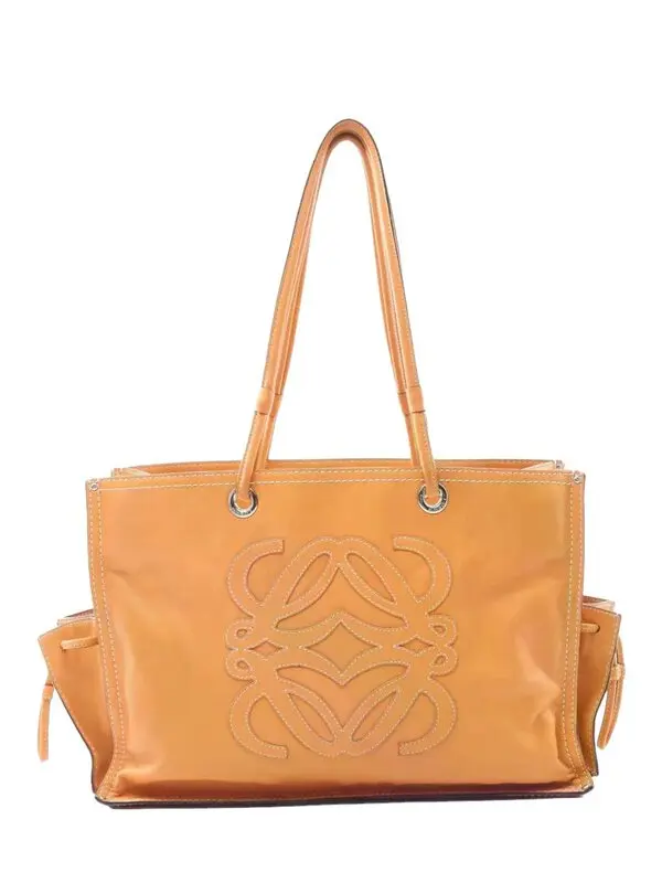 Loewe 2000s Anagram Leather Tote Bag - Neutrals