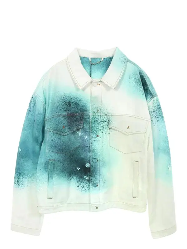 LOUIS VUITTON 2010s Monogram Spray Effect Denim Jacket - White