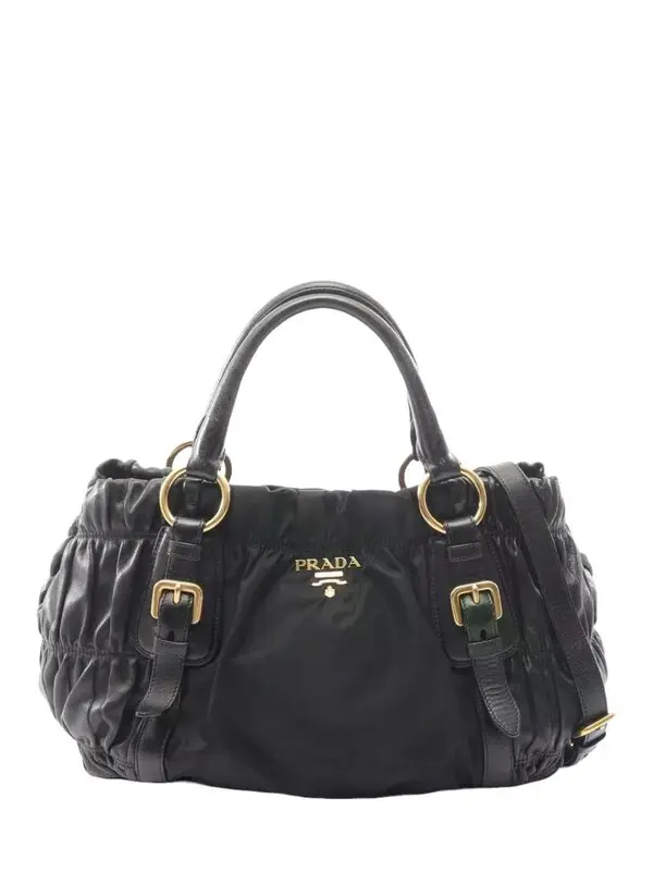 Prada Gaufre Buckled Tote Bag - Black