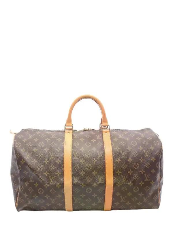 LOUIS VUITTON Monogram Keepall Boston Bag - Brown