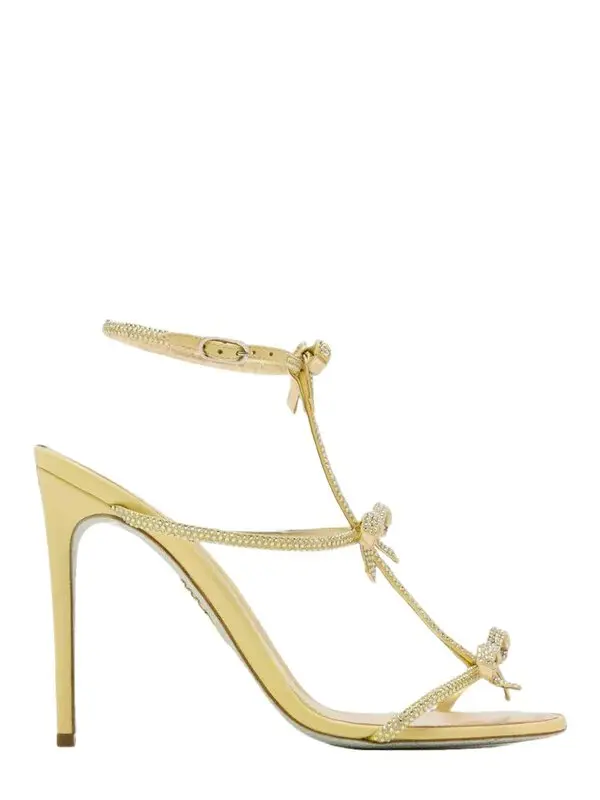 Rene Caovilla Embellished Bow Stiletto Sandals - Gold