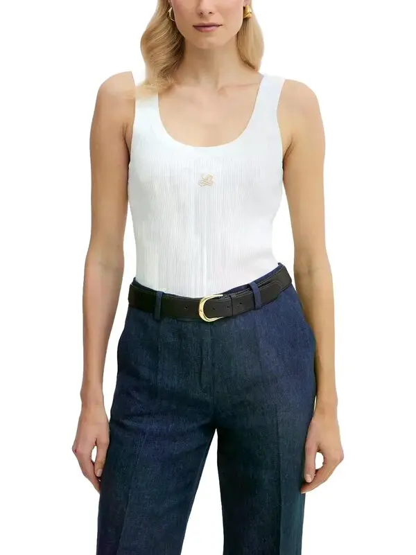 Luisa Spagnoli Ribbed Logo-embroidered Sleeveless Top - White