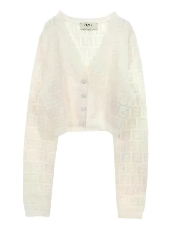 Fendi Zucca Monogram Cardigan - White