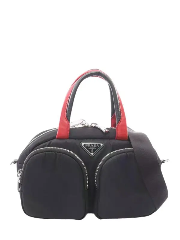 Prada 2010s Triangle Logo Two-way Handbag - Black