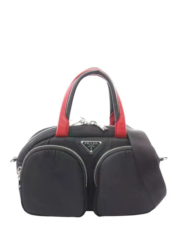 Prada Two-way Handbag With Triangle Logo - Black