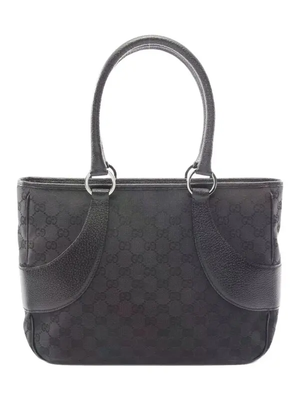 Gucci Gg Canvas Leather Trim Handbag - Black