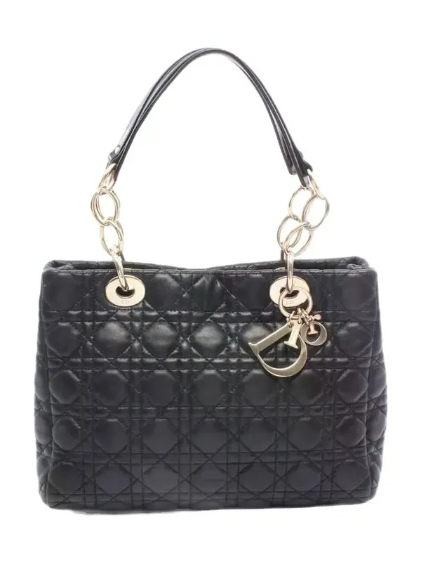 Dior 2000s Cannage Chain Tote Bag - Black
