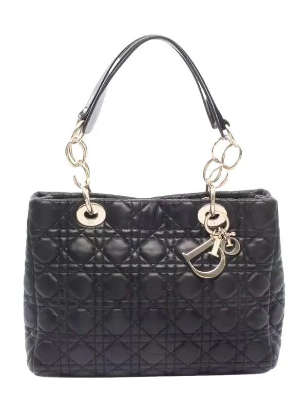 Dior 2000s Cannage Chain Tote Bag - Black