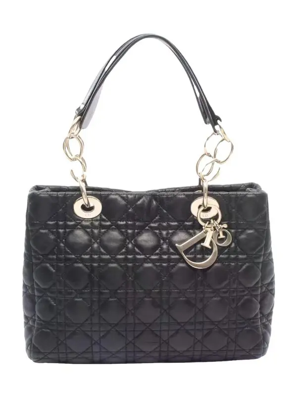 Dior 2000s Cannage Chain Tote Bag - Black