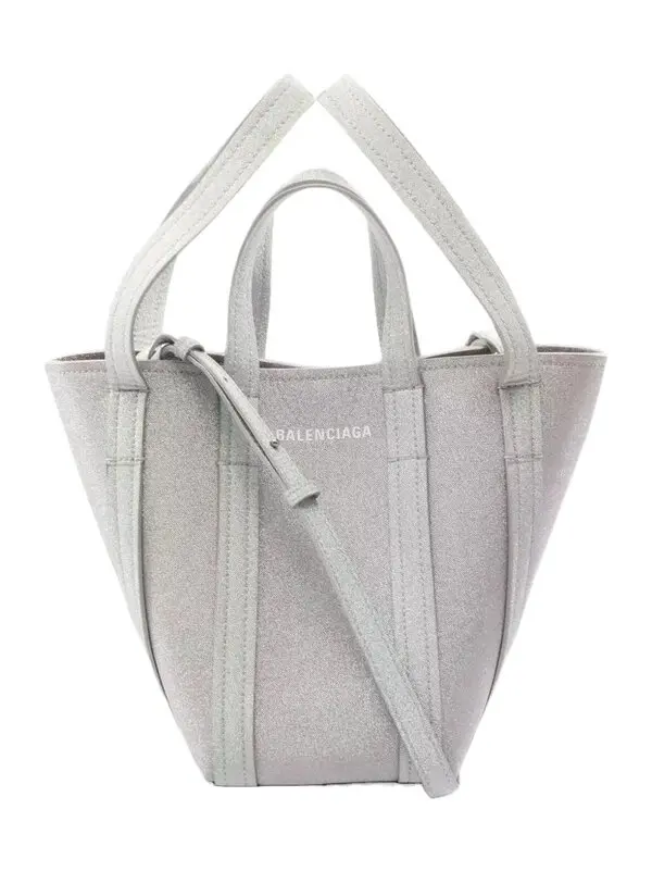 Balenciaga Silver Canvas Glitter-effect Everyday Xs Bucket Bag - Grey