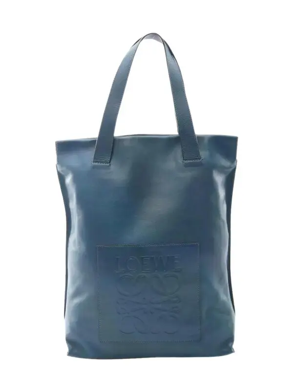 Loewe Anagram Embossed Leather Tote Bag - Blue