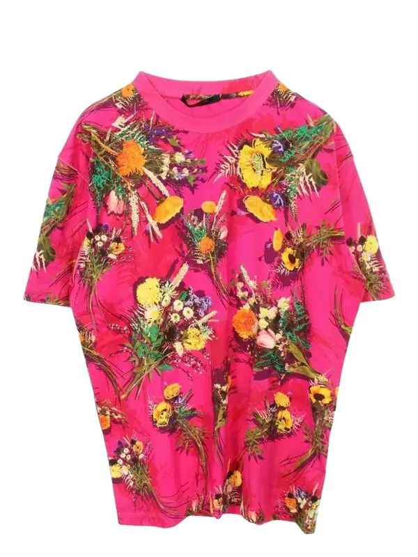 LOUIS VUITTON 2020s Flower-embroidered T-shirt - Pink