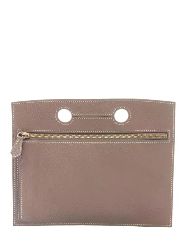 Hermès 2021 Togo Clutch - Brown