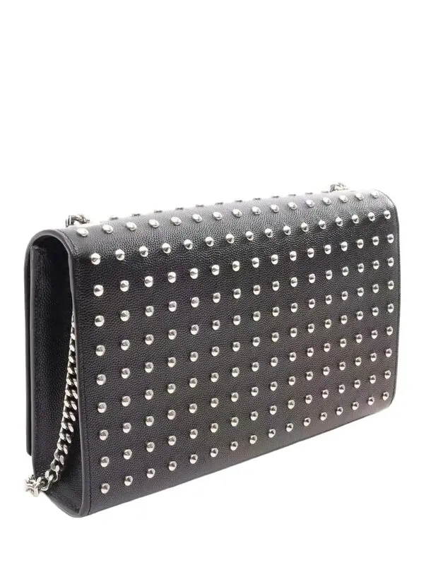 Saint Laurent Calf Leather Studded Shoulder Bag - Black