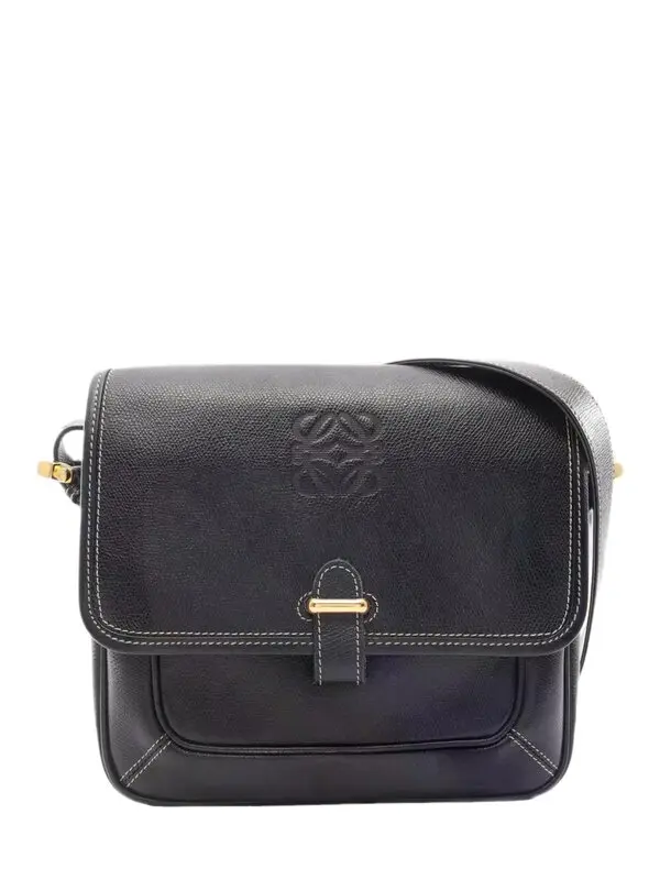 Loewe Anagram Embossed Leather Crossbody Bag - Black