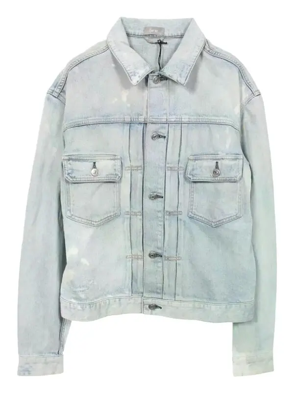 Dior Kenny Scharf Logo Embroidered Denim Jacket - Blue