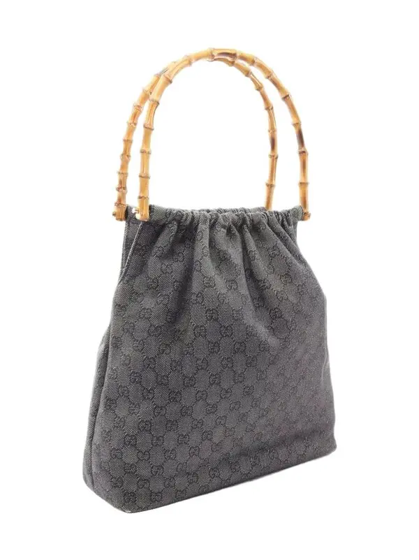 Gucci 2000s Bamboo Gg Pattern Shoulder Bag - Blue