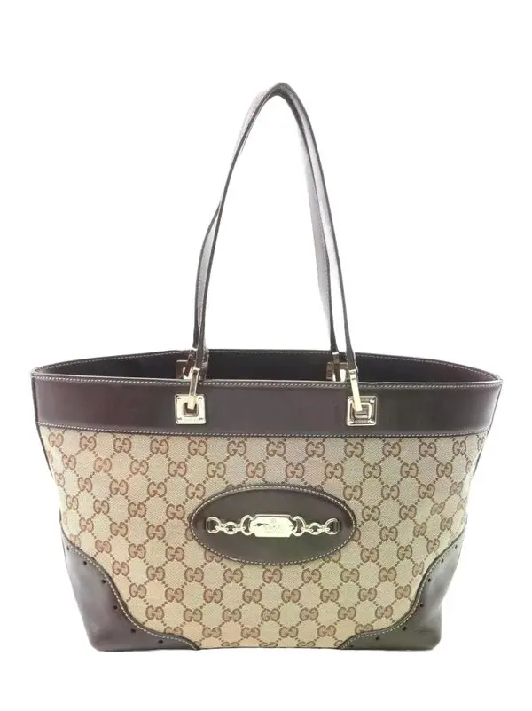 Gucci 2000s Gg Horsebit Canvas Tote Bag - Neutrals