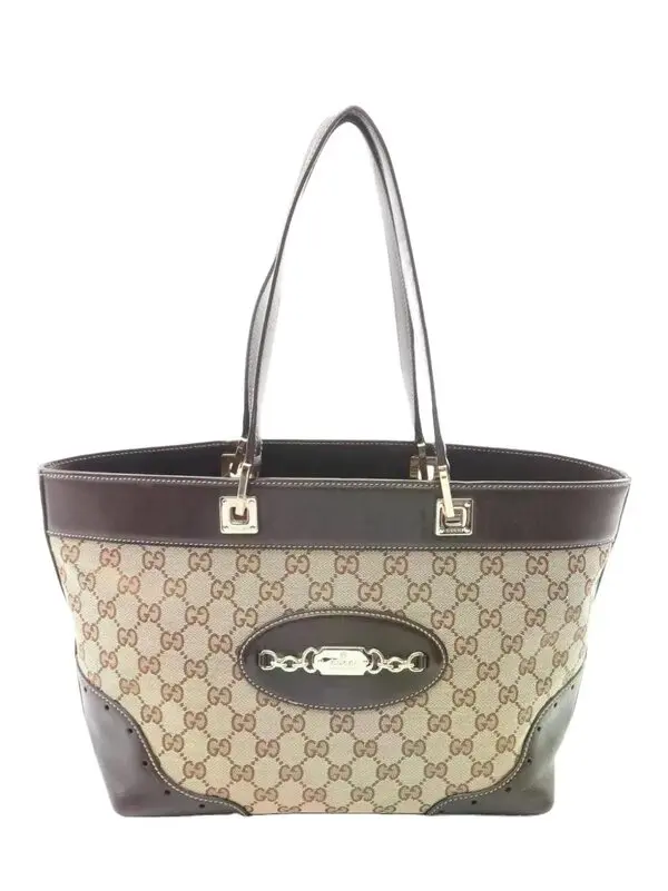 Gucci 2000s Gg Horsebit Canvas Tote Bag - Neutrals