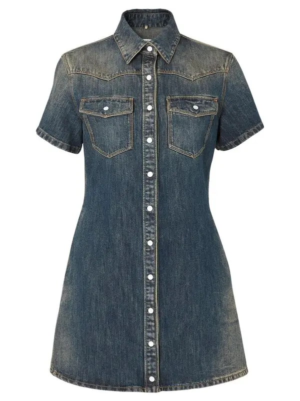 Fendi Denim Shirt Dress With Western Yoke - Blue