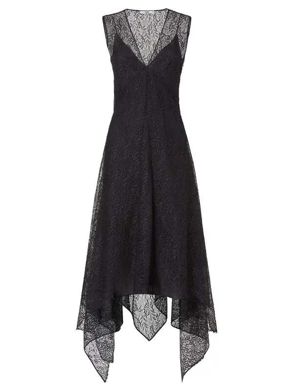 Fendi Lace Midi Dress With Asymmetric Skirt - Black