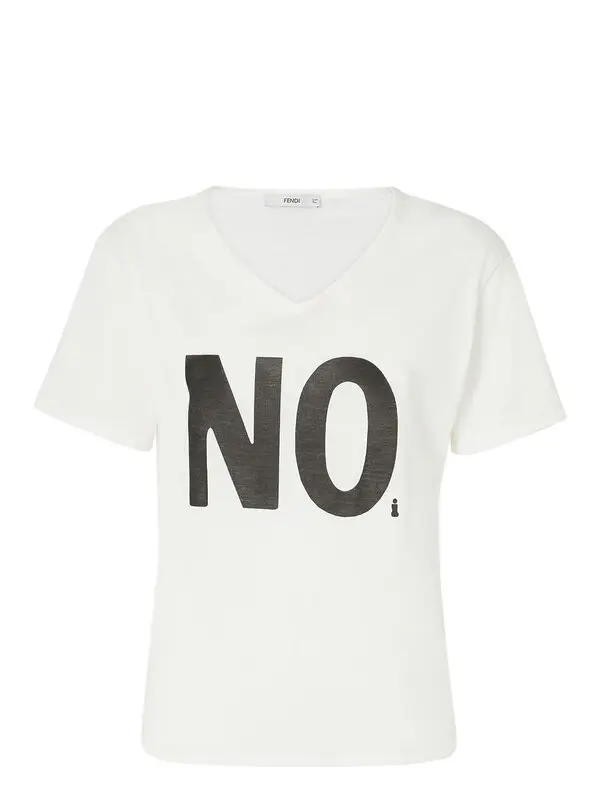 Fendi Noi" Printed V-neck T-shirt - White