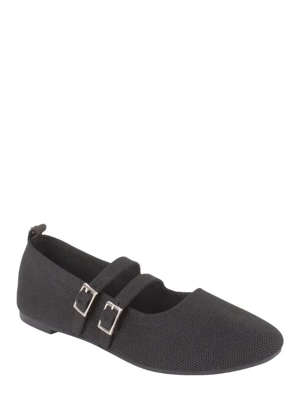 Tahari Avellino Mary Jane Flats With Buckle Straps - Black