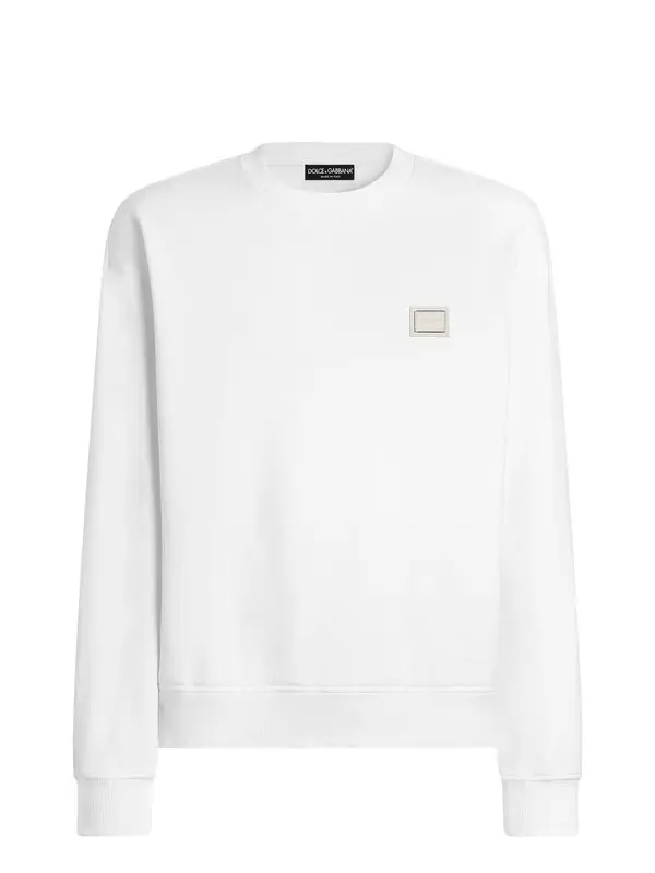 Dolce & Gabbana Jersey Sweatshirt With Logo Plate - White