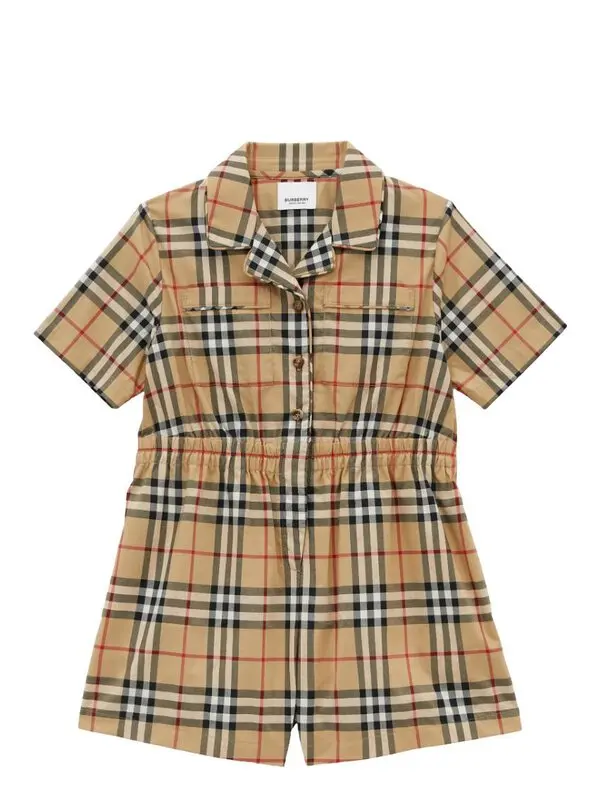 Burberry Vintage Check Stretch-cotton Twill Playsuit - Yellow