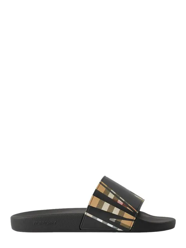Burberry Vintage Check Sliced Print Slides - Black