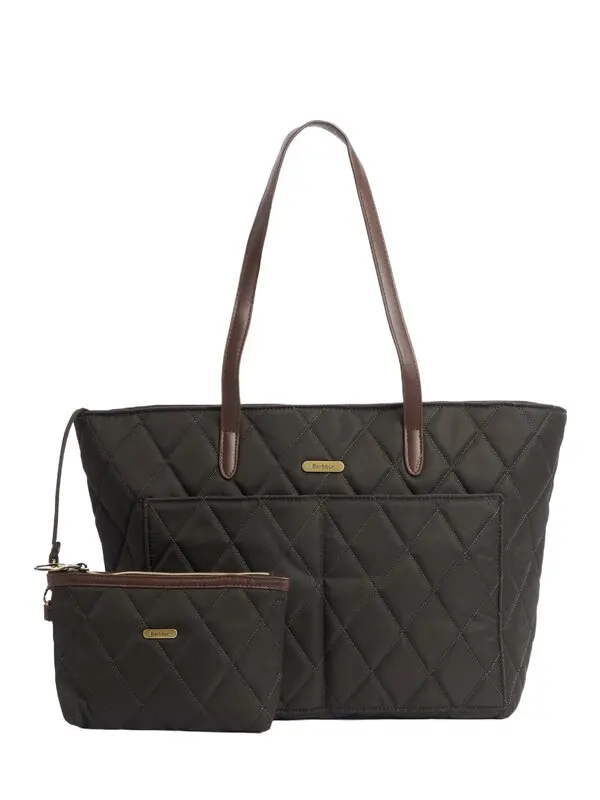 Barbour Logo Patch Quilted Tote Bag - Olive