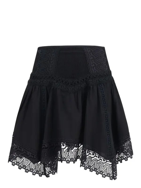 Charo Ruiz Ibiza Broderie Trim Mini Skirt - Black