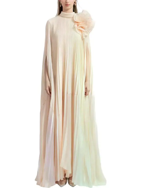 GEMY MAALOUF Embellished Draped Flower Maxi Dress - Neutrals