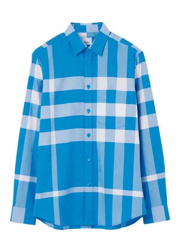 Burberry Checked Buttoned Shirt - Blue
