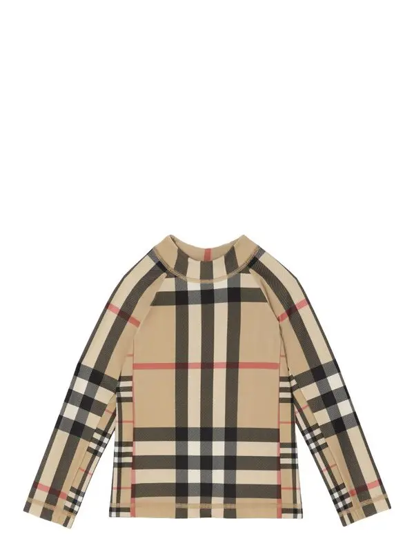 Burberry Checked Long Sleeve Top - Nude