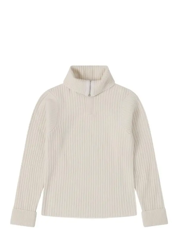Bottega Veneta Long Sleeve Knit Top With Zip Collar - White