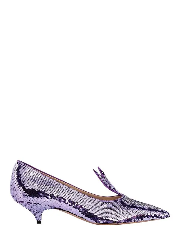 Dior Whisper Sequined Pointed Toe Kitten Heel Pumps - Purple