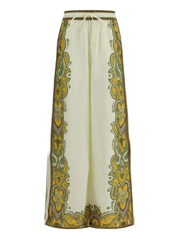 ALEMAIS Printed Elasticated Waist Trousers - Cream