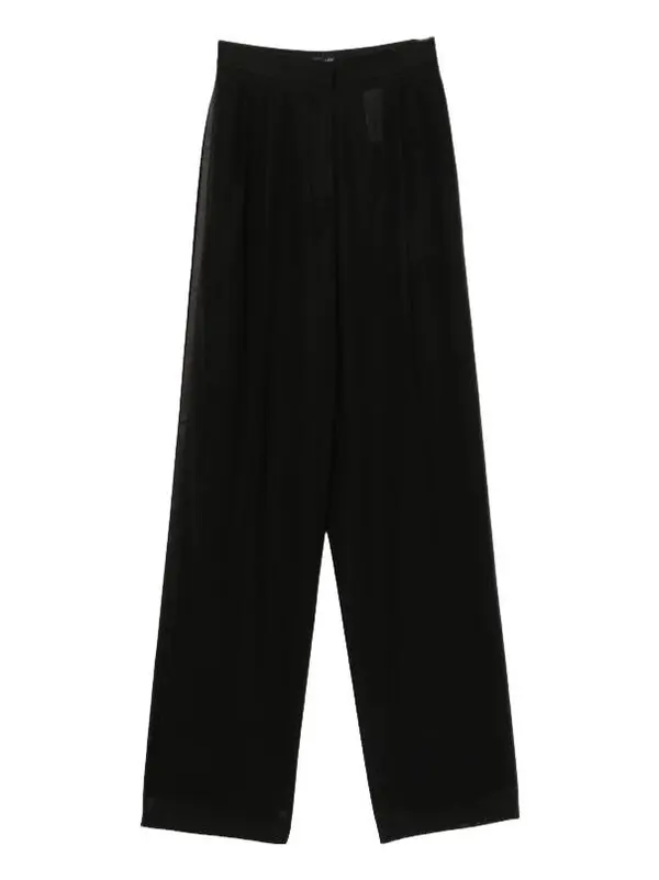 TOM FORD Pleated Wide-leg Trousers With Satin Trim - Black